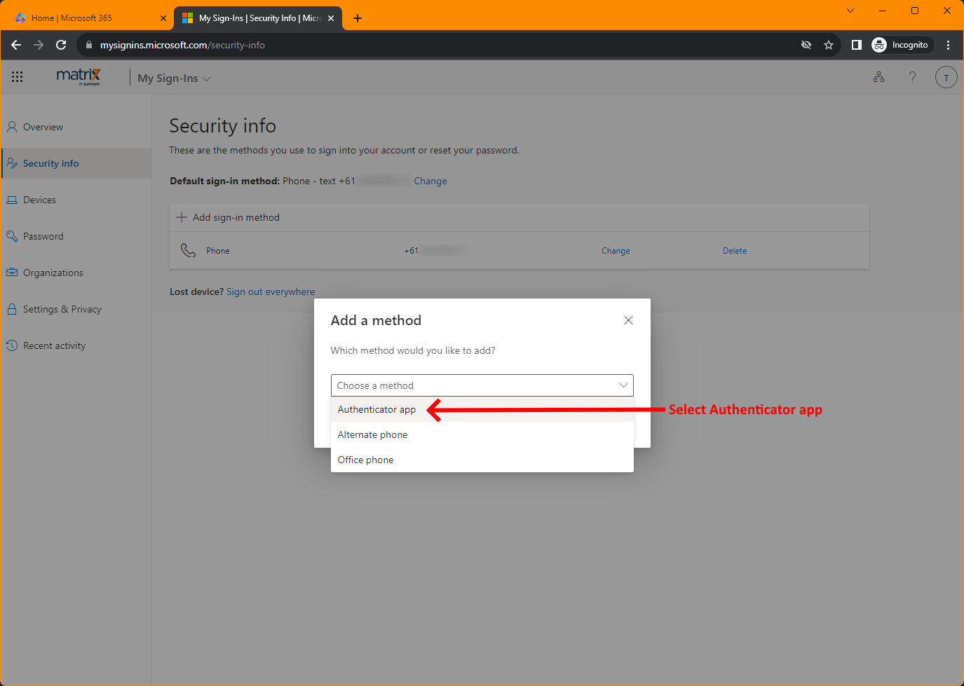 M365 - Setup Secondary Two Factor Authentication Method Using Microsoft ...