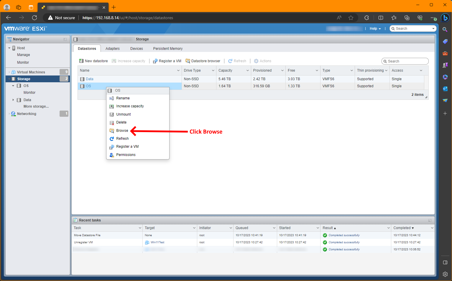 Esxi 7 U1 Move Vm From One Datastore To Another Matrix 7